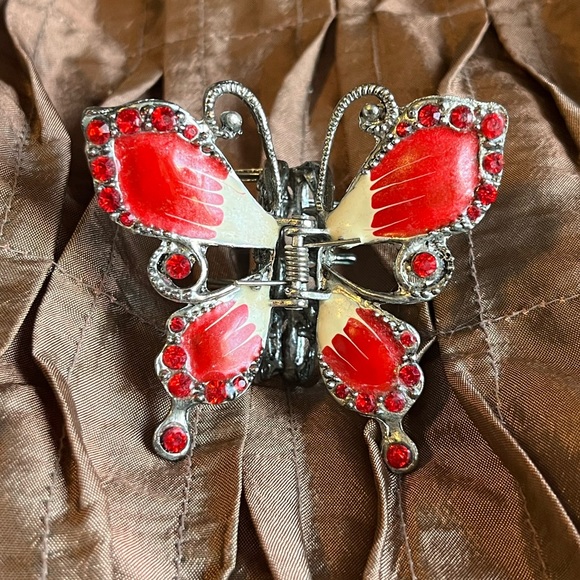 Accessories | Red Butterfly Metal Hair Clip | Poshmark